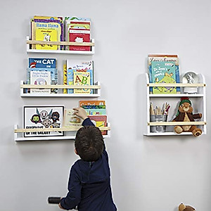 Wallniture Utah Wall Mount Nursery Décor Kids Bookshelf Floating Wall Shelves Book Photo Display Varying Sizes Set of 3 White
