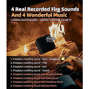 MSELTOS Fireplace Crackling Sound Maker, 2 in 1 Realistic Rechargeable Fire Crackling Sound Machine for Gas & Electric Fireplace, Fire Crackler Sound System, 3H Timer, 16 Levels of Volume (Black)