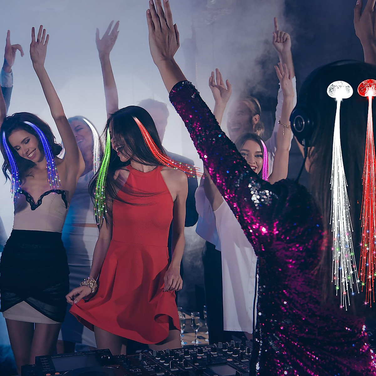 30 Pack LED Lights Hair Light-Up Fiber Optic LED Hair Barrettes Extensions Light Flashing Fiber Optic Hair Braid Barrettes Hair Clips for Party Favors Festival Party Bar Concert