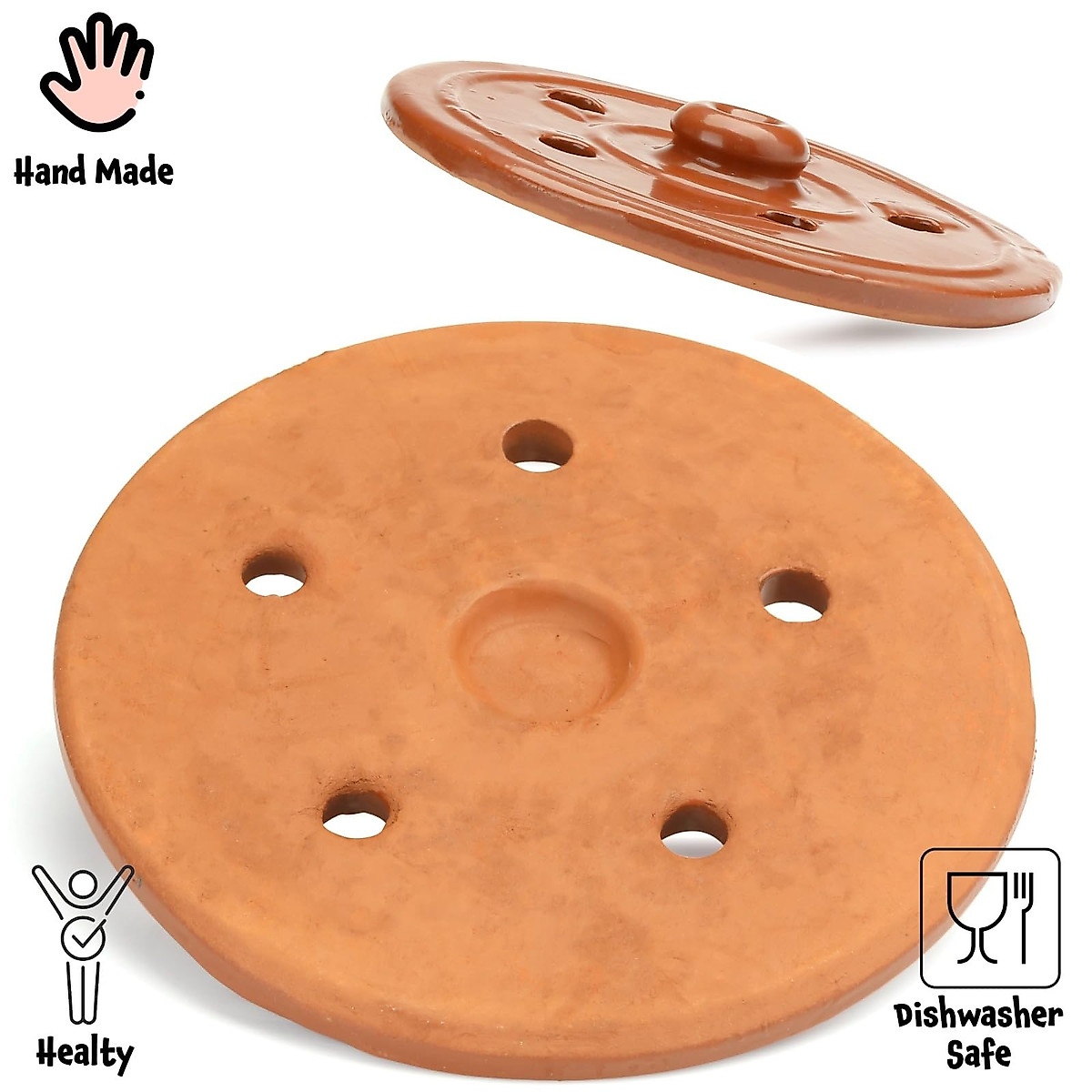 Clay Dolma Pot Lid Cover -Weighted Clay Lid for Dolma Cooking -Traditional Dolma Cover -Pot for Dolma -Clay Dolma Lid -Handcrafted Dolma Pot Cover(8,6 inch)