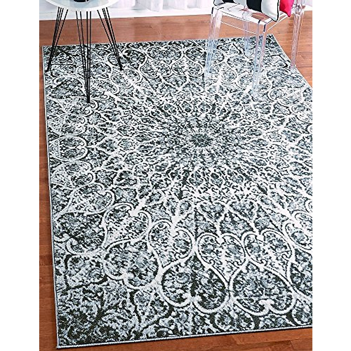 Unique Loom Sofia Collection Area Rug - Grace (5' 1" x 8', Dark Gray/ Gray)