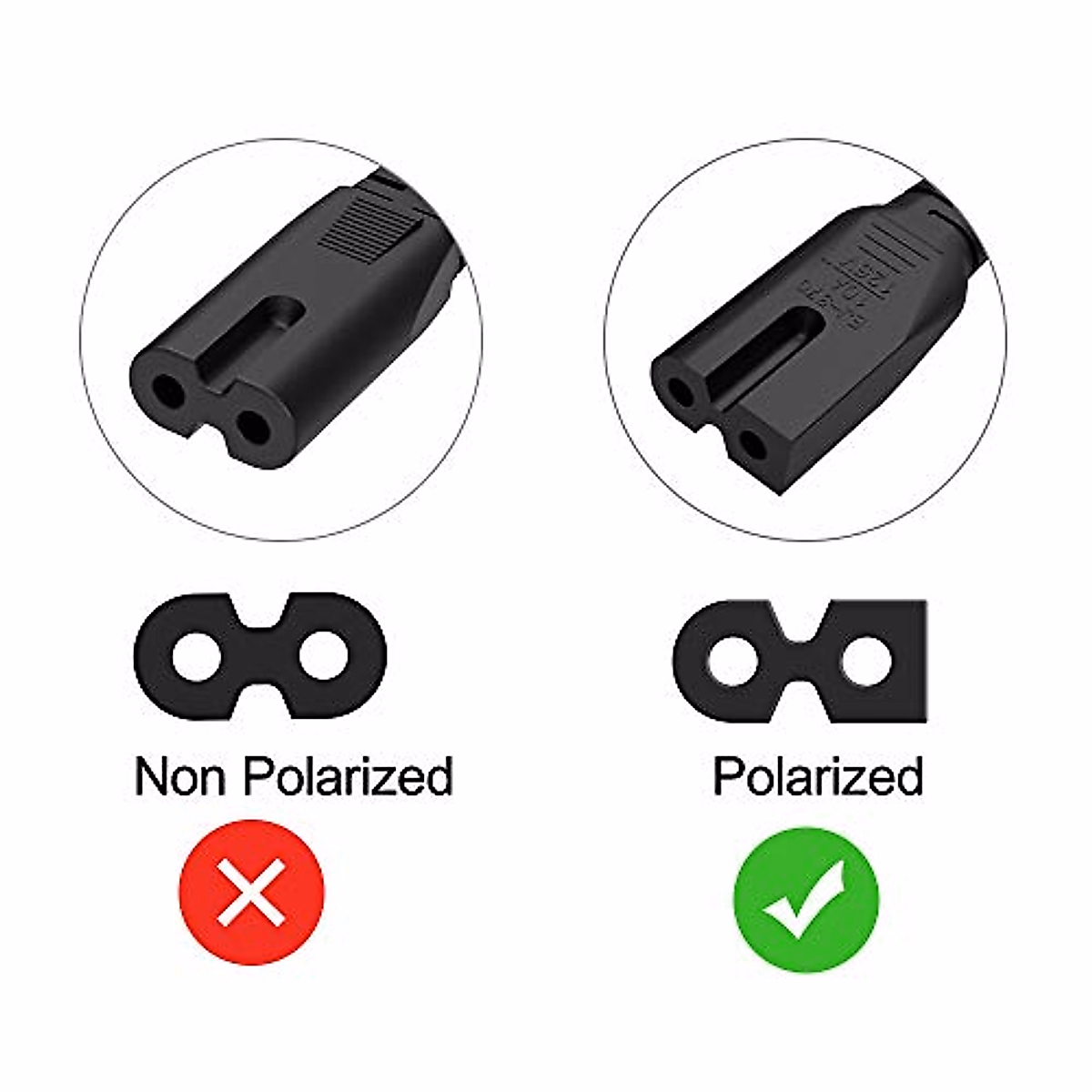 2 Prong Polarized AC Power Cord Cable Fit for Brother Singer Sewing Machine