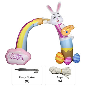 Domkom 12FT Long Huge Easter Inflatable Bunny Archway Outdoor Decorations,Build-in LED Lights Blow Up Yard Decoration, for Easter Yard Lawn Décor