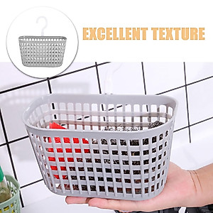 Luxshiny 6pcs Plastic Hanging Baskets Wall Mounted Shower Baskets Hanging Basket Organizer with 360 Degree Rotating Hook Rectangle Storage Baskets for Kitchen Bathroom