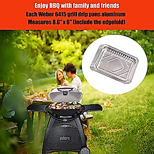 DONSIQIZZ 40Pack Weber 6415 Drip Pans, Grease Cup Liner for Weber Q, Pulse, Traveler Grill, Spirit Gas I & II, Genesis Gas, Genesis II 200&300-8.5" x 6" Disposable Aluminum Foil Grease Trays