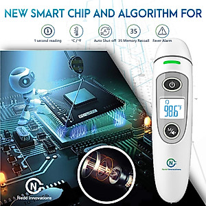 Infrared Thermometer for Adults | Forehead and Ear Infrared Thermometer | NEDD Innovations Digital Temporal Fever Forehead Thermometer for Adults, Baby, Kids, Indoor and Outdoor USA Based Company