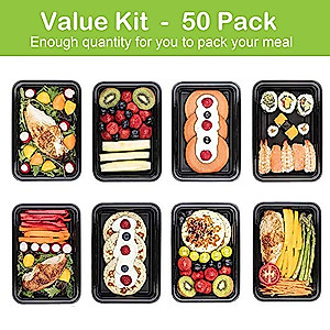 MORDEN MS 50 Pack Meal Prep Containers Reusable 26 OZ To-Go Food Containers with Lids Plastic Bento Boxes, Food Storage Lunch Box, Microwave/Freezer/Dishwasher Safe, 1 Compartment, BPA-Free