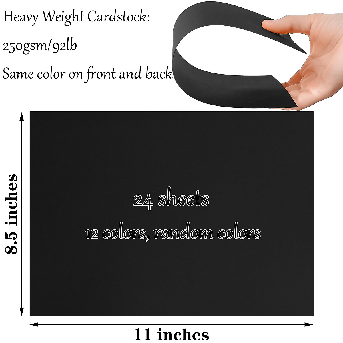 Gondiane 24 sheets Multi Colors Cardstock Paper 8.5 x 11 Inches for DIY Cards, Invitations, Scrapbooking and Other Crafts(250gsm/92lb)