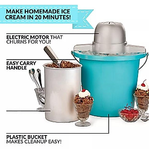 4-Quart Electric Ice Cream Maker with Easy-Carry Handle - Make Delicious Frozen Treats in No Time!