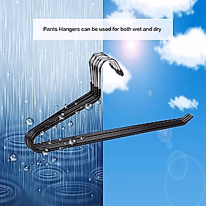 YQMY Pants Hangers Slack/Trousers Hangers 10 Pack, Open Ended Design Space Saving Slim Strong and Durable Anti-Rust Chrome Metal Hangers (Black Heavy Duty)