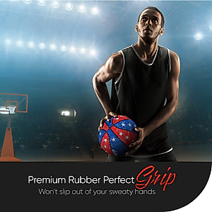 Millenti Basketball American Flag Stars and Stripes High-Visibility, Easy-to-Track Designs, Patriotic USA Basketball Red, White & Blue - Size 7, BB0407RWB