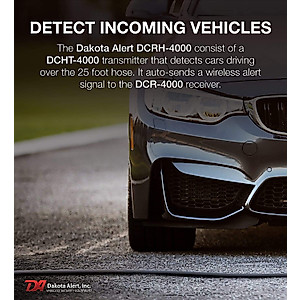 Dakota Alert Driveway Alarm System - DCRH-4000 with One Mile Wireless Range- DCR-4000 Receiver & DCHT-4000 Transmitter Box with 25' Rubber Hose, Drive Thru Sensor & Signal