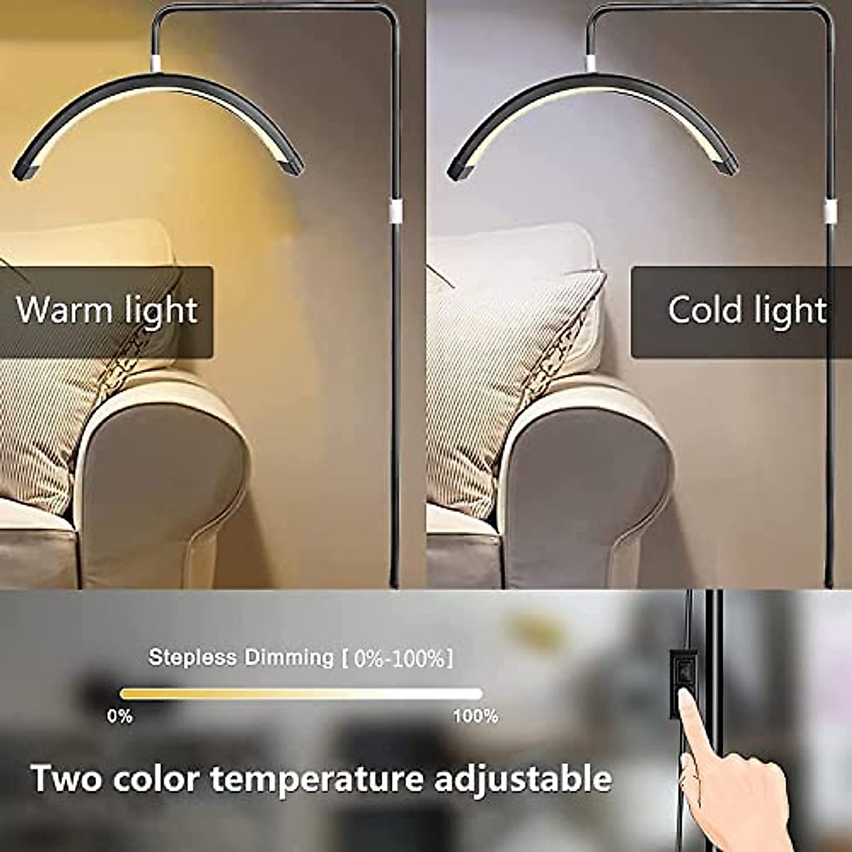 CJSGY Lash Light, LED Floor Lamp, Lash Light for Lash Extensions, Floor Lamp for Reading, Lash Lamp, Adjustable Standing Lamp with Remote, Eyelash Light, LED Half Moon Lash Light,Black