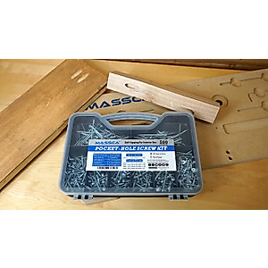 Massca Wood Screws Assortment Kit - Pocket Hole Screws with Plastic Storage Box, 500 Set Screw Assortment Kit Heavy Duty, Fine Thread, Zinc Plated Set Screws for Woodworking, Varying Lengths