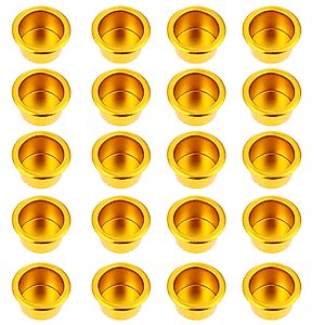 Uonlytech Metal Cup Holder 20Pcs Metal Candle Cup Tea Light Candle Holders Candelabra Votive Pegs for Wedding Centerpieces Table Halloween Christmas Lamp Candle Making Brass Candlestick Holders