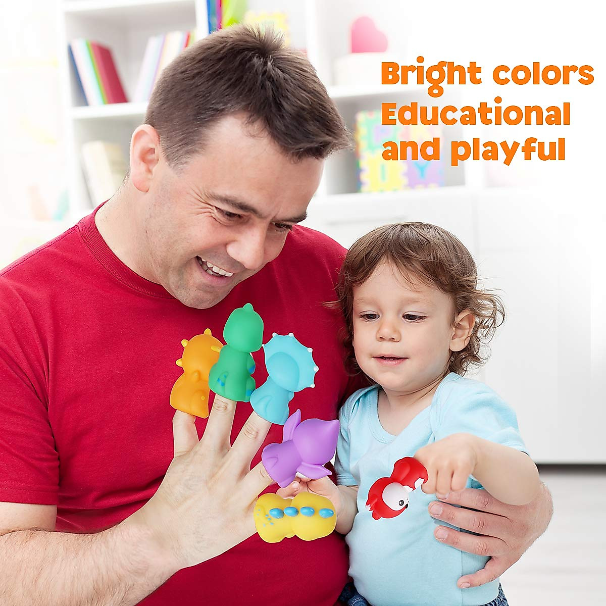 Vanmor Rubber Animal Bath Finger Puppets for Toddlers, Finger Puppets for Kids Easter Basket Stuffers Egg Fillers, Silicone Finger Toys for Baby Pinata Fillers Goodie Bag Fillers Party Favors