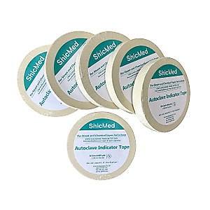 Sinicmed Autoclave Indicator Tapes for steam Sterilization(3/4''*60yards) with Plastic core for Dental lab Tattoo 1 roll