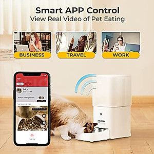 ABRCT Automatic Cat Feeders with Visible Food Bowl, 6L Camera Pet Dry Food Dispenser, Auto Notification of Pet's Meal Picture and Video Live, Easy APP-Controlled Timed Dog Feeder