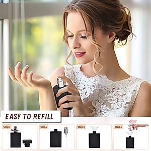 Luxsego Perfume Bottle Atomizers with Funnels, 30 ML Refillable Perfume Spray, Empty Spray Bottle Glass Cologne Atomizers for Travel, Handbag or Date, Storage Bag Included (Transparent+Black)