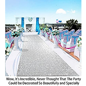Aisle Runners for Weddings Aisle Runner Sequin Aisle Runner 4FTx15FT Aisle Runner for Wedding Ceremony Runner Rug for Hallway Carpet Runner for Grass Outdoor Indoor Party (4ftx15ft, Silver)