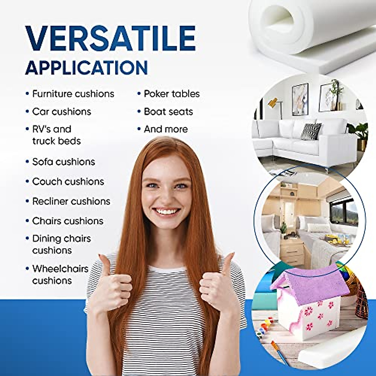 AK TRADING CO. Upholstery High Density 2" Height x 24" Width x 72" Length-Home or Commercial Use Seat Replacement Cushion-Made in USA Foam, 1 Count (Pack of 1)