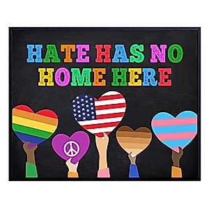 Hate Has No Home Here Flag Sign - Black Lives Matter, LGBTQ, African American, Civil Rights Wall Art Poster, Home Decor, Room Decoration - Gift for Queer, Gay, Bi, Lesbian, Latino, Liberal Democrats
