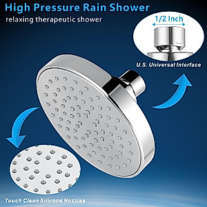 High Pressure Shower Head - 4.7“ Powerful Bathroom Pressure Boosting Rain Showerhead - Perfect Universal Replacement for Rainfall Shower Heads (Chrome)