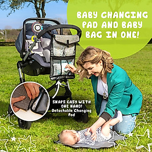 Rebebel - Portable Changing Pad and Diaper Bag, Travel Bag for Baby Essentials, Convertible Straps for Shoulder or for Baby Stroller, Pockets for Baby Stuff