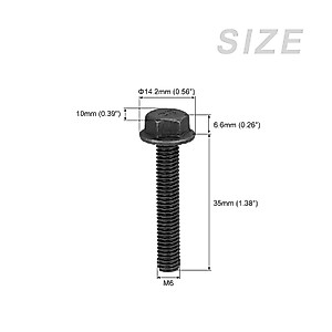 METALLIXITY Flanged Hex Head Bolts (M6x35mm) 30pcs, Hexagon Serrated Flange Bolt Fully Thread Screw - for House Construction Hardware Fasteners