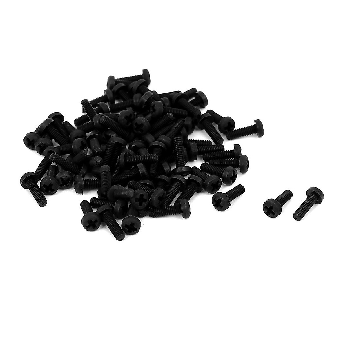 uxcell M2.5x8mm Phillips Round Head Nylon Machine Screw Bolt Fastener Black 100pcs