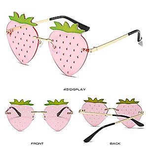 YAMEIZE Unique Strawberry Sunglasses Funky Cute - Women Men Festival Party Rave Halloween Christmas Colorful Eye Glasses