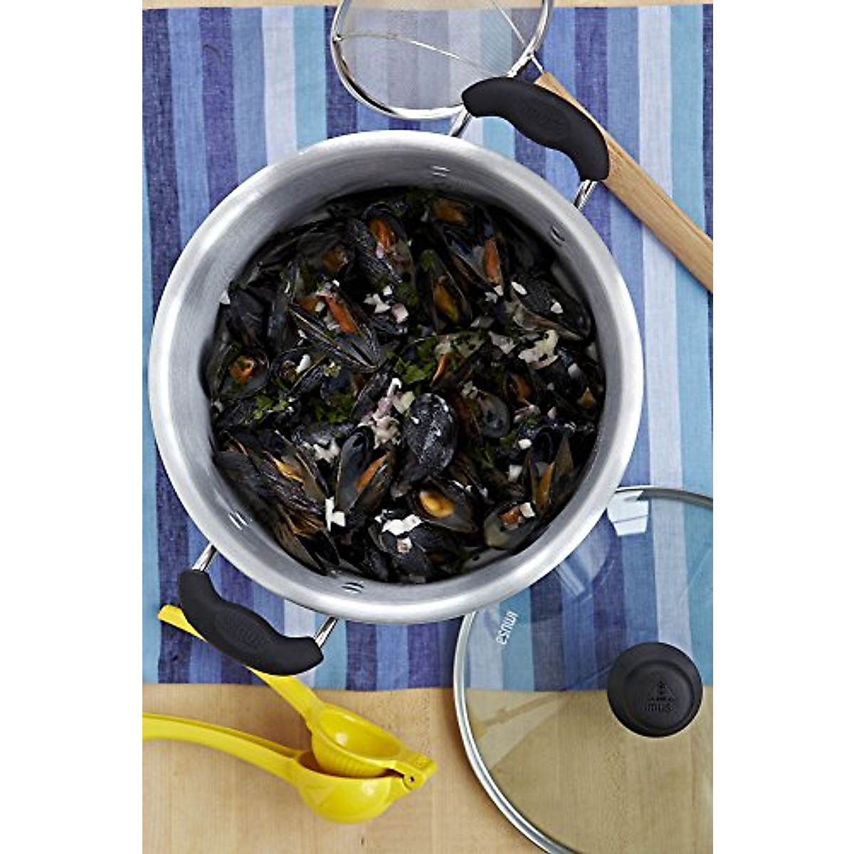 IMUSA USA Steamer with Glass Lid 20-Quart, Silver