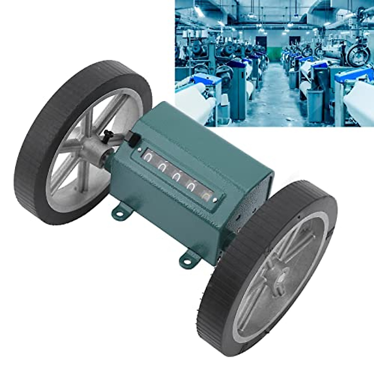 Uxsiya Meter Counter, Simple Mechanism Green Length Counter Reset Key Stainless Steel Rubber Alloy for Plastic Film for Leather