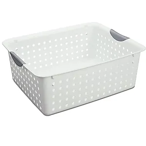 Sterilite Large Ultra Plastic Household Storage Bin Organizer Basket, White