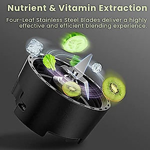 COMFEE' Compact Personal Blender, with Tritan BPA-Free 20 Oz and 10 Oz Travel Cups with Lids, for Shakes, Frozen Drinks, Smoothies, Food Prep, 300-Watt Base, Stainless Steel