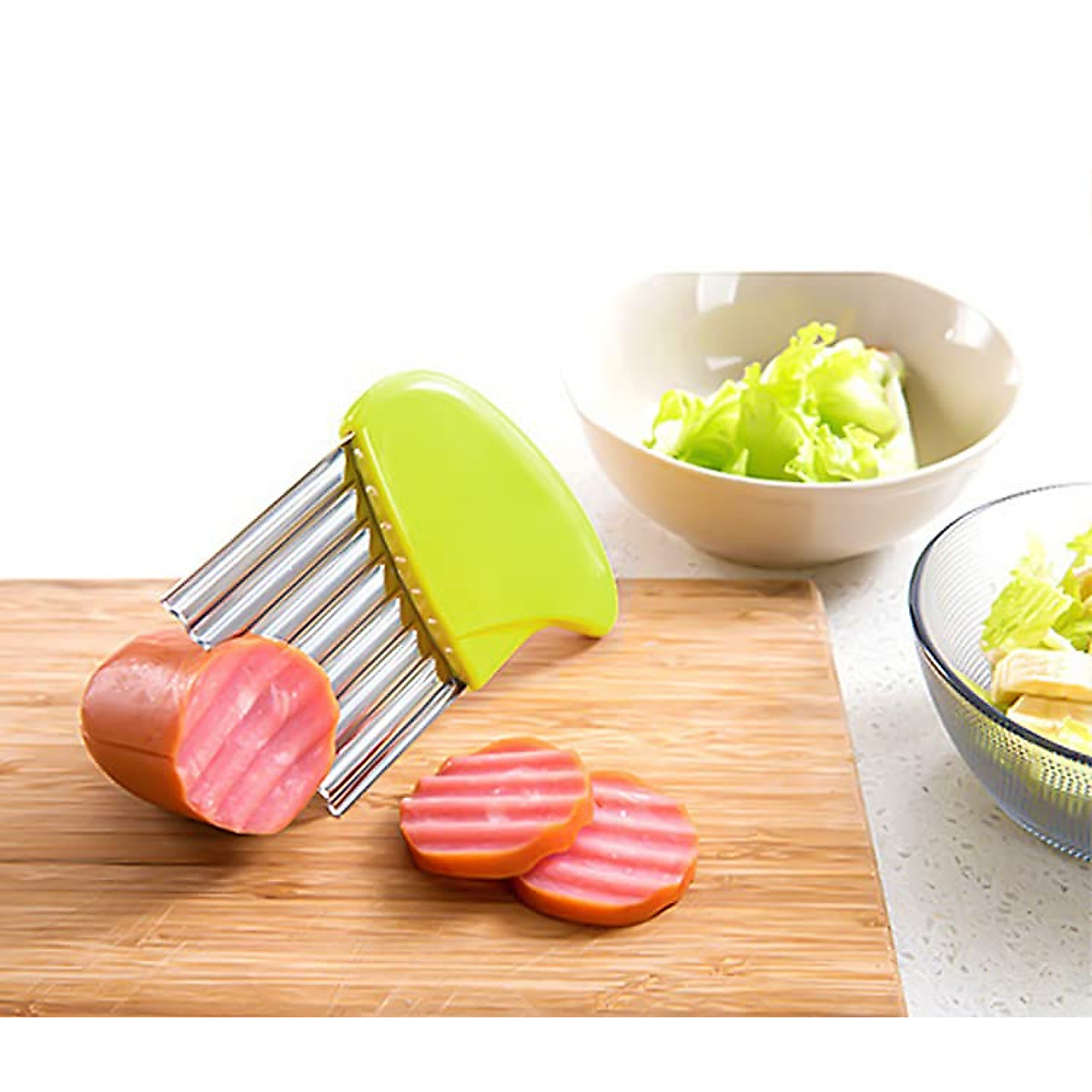 Crinkle Cutter Stainless Steel Potato Carrot Chip Vegetable Crinkle Wavy Chopper Cutter French Fry Slicer
