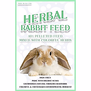 Pampered Chicken Mama Herbal Rabbit Feed 25 LB Bag: Premium Rabbit Food Made with Timothy Hay & Organic Herbs