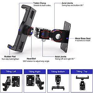 iTODOS Wall Mount Tablet Holder, Compatible with 7-12.9" iPad/Galaxy Tab S7/S8/S11/S10/iPhone/Cellphone, 360 Adjustable, Non-Slip Clip, Sturdy Aluminum Bracket, Easy Installation
