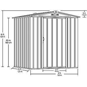 ARROW 6' x 5' EZEE Galvanized Steel Low Gable Shed Cream with Charcoal, Storage Shed with Peak Style Roof