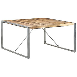 YUHI-HQYD Dining Table,Conference Table,Coffe Table,Rectangle Tea Table,Assembly Required,Perfectly in Living Room, Den, Office Room, and Family Room, 55.1"x55.1"x29.5" Rough Mango Wood