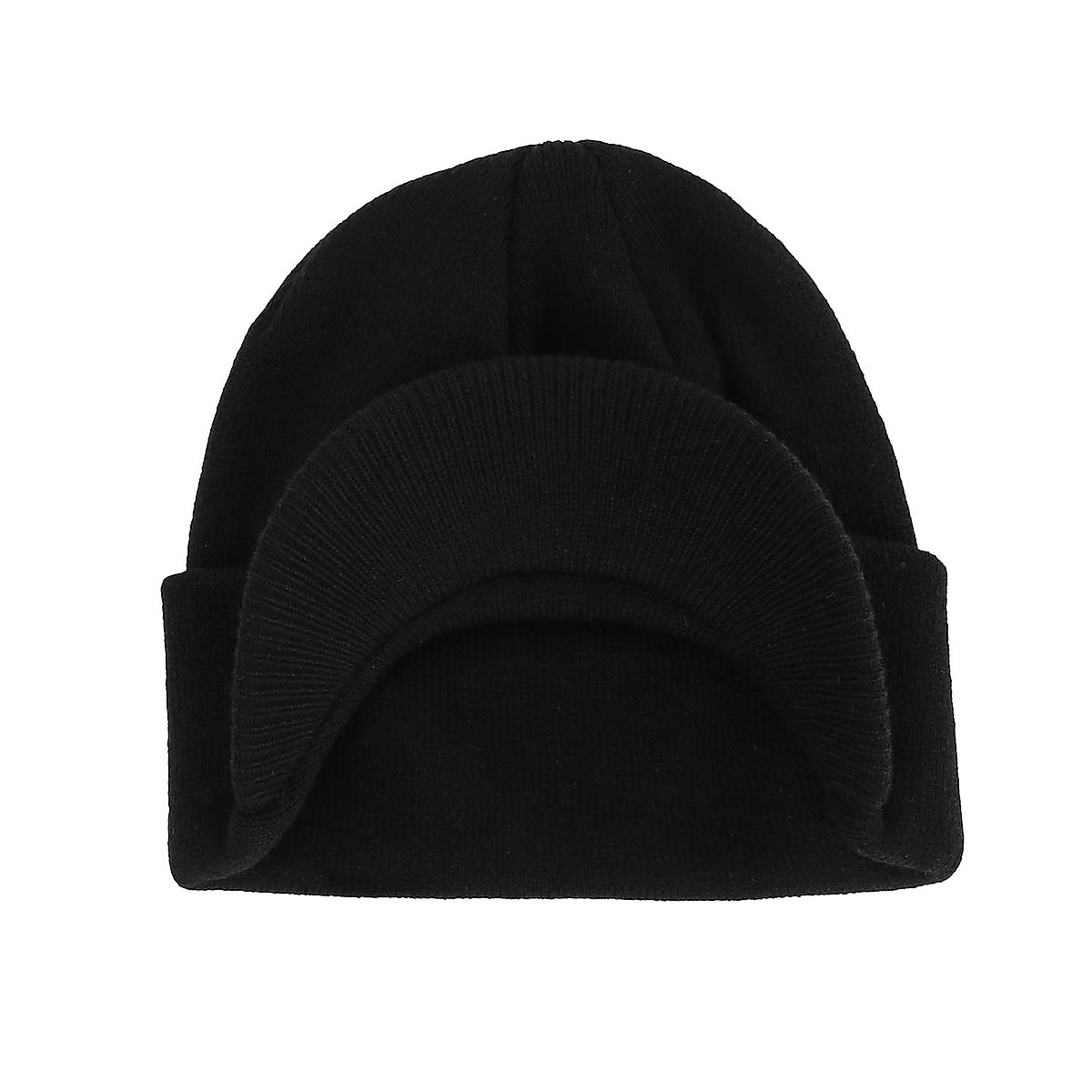 Home Prefer Men's Beanie Hat for Winter Knitted Hat with Bill Daily Beanie Cap Black