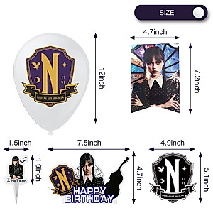 Wednesday New Addams TV Show banner, Addams balloon Party Supplies for Kids Birthday Party Supplies.