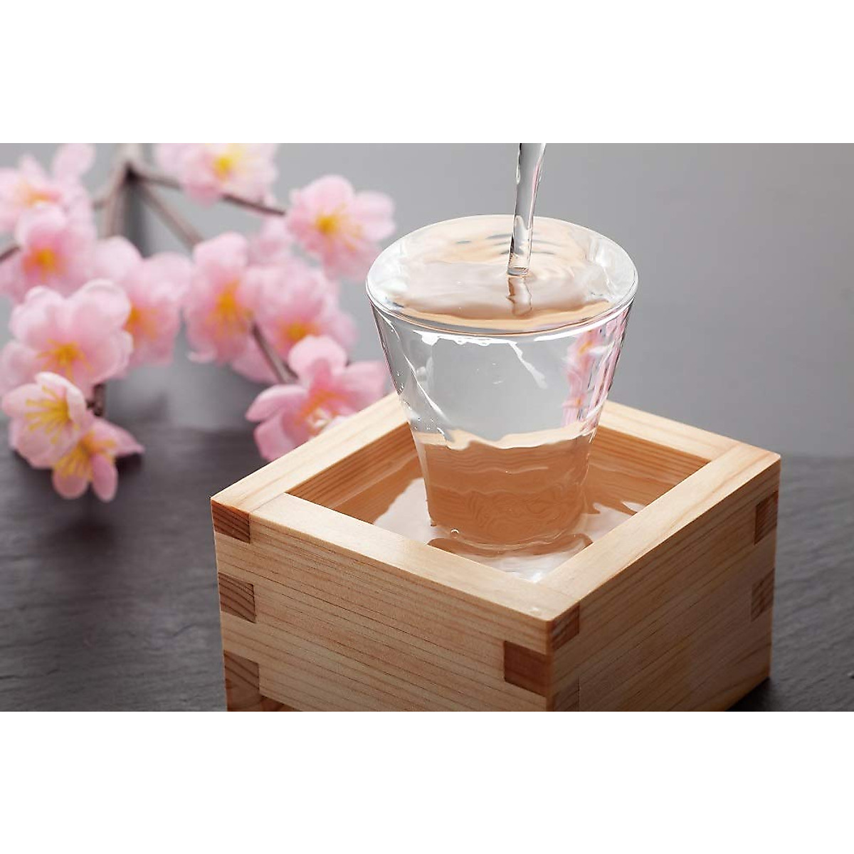 EDOYA Hinoki Wood Sake Cups (Set of 2) Japanese Box Masu with Japanese Lucky Brand (Long Life Fuji)