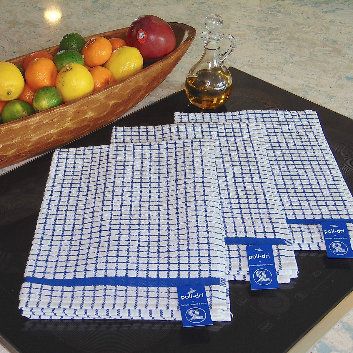 poli-dri Kitchen Tea Towels by Samuel Lamont and Sons (Blue, 3 Pack)