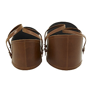 Deco 79 Leather Oval Storage Basket with Handles, Set of 2 21", 19"W, Brown