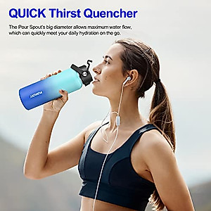 PUWUXY Auto Flip Lid for Hydro Flask Wide Mouth 12, 16, 18, 20, 24, 32, 40, 64oz, Splash Proof Coffee Lid Compatible with Simple Modern, Takeya, Iron Flask and More Top Water Bottle Brand - Black