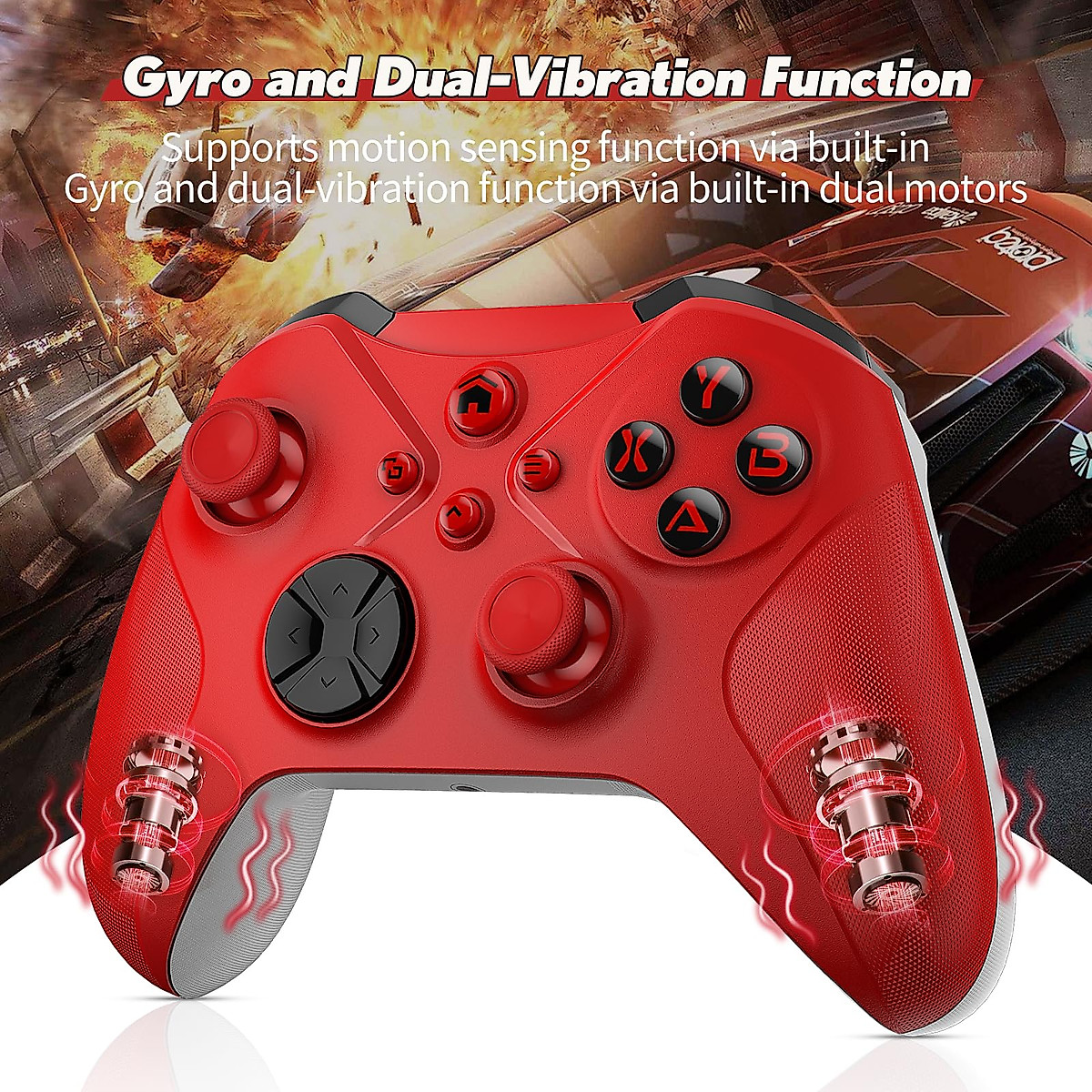 LENISUOLE Wireless PC Controller for Windows PC 7/8/10/11/Android/IOS/Steam Platform丨Connecting to Xbox Consoles is Not Supported at this Time丨 Built-in Dual Vibration and Turbo Funtion (Red)