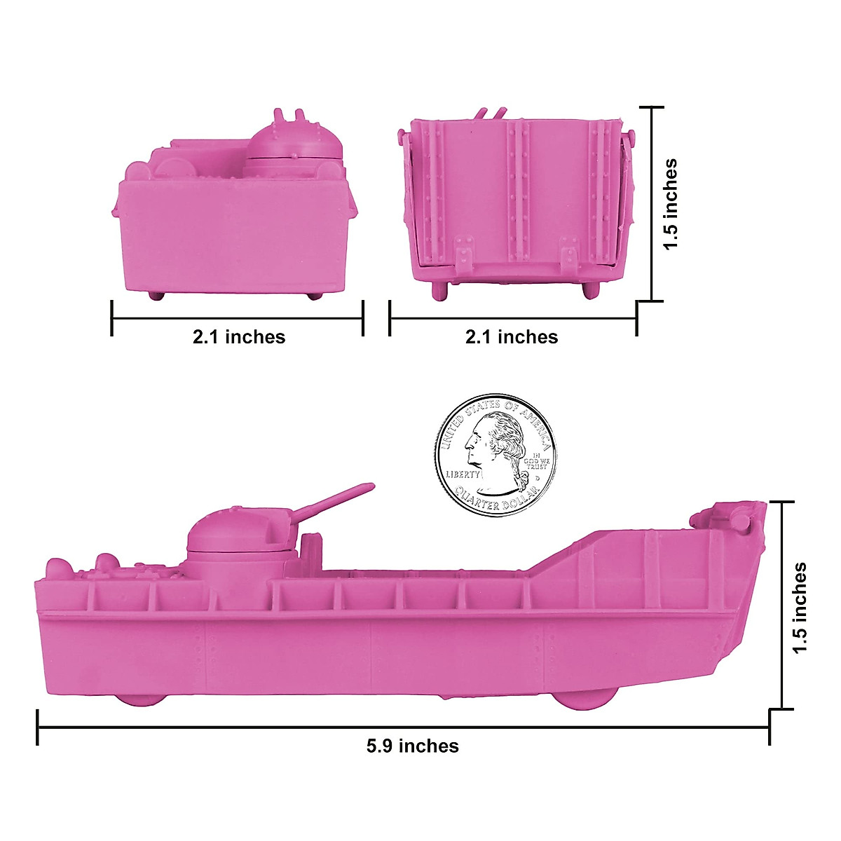 BMC Classic Marx Landing Craft - 4pc Pink Plastic Army Men Boat Vehicles