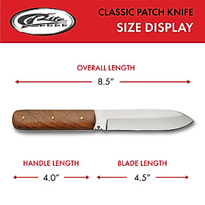 Szco Supplies 8.5” Classic Wood Handle Full-Tang Fixed-Blade Patch Knife with Leather Sheath,Brown
