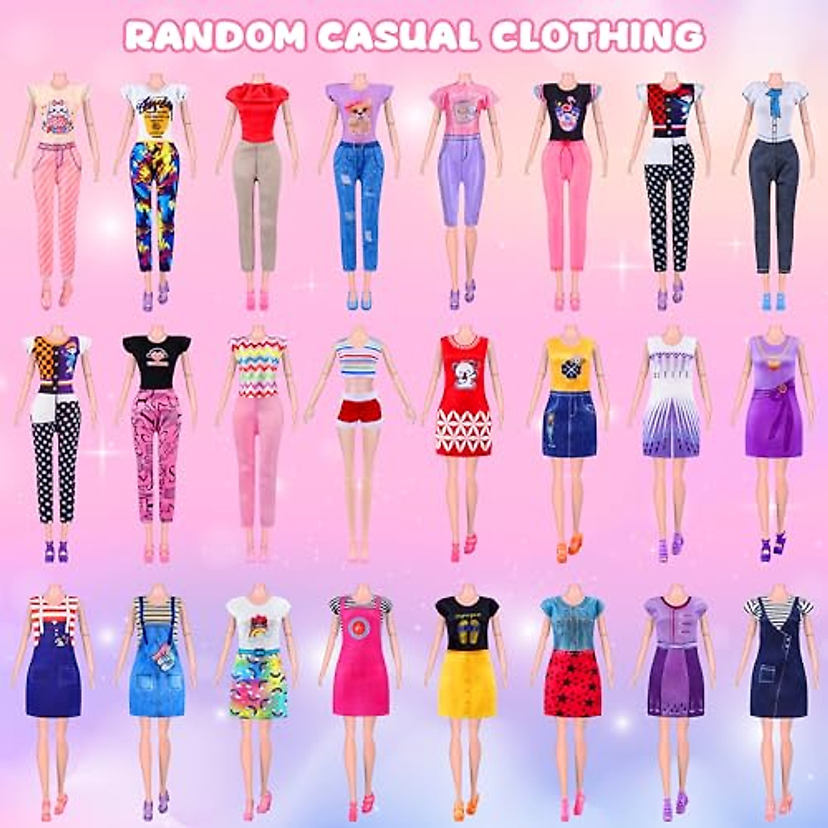 MINIFUN 122 Pcs Doll Clothes and Accessories with Closet(Include Doll), Princess Gowns Fashion Dresses Top Pants Jumpsuit Swimsuits Shoes Hangers, Doll Dress up Toys for Girls Kids Toddlers Toy Gifts